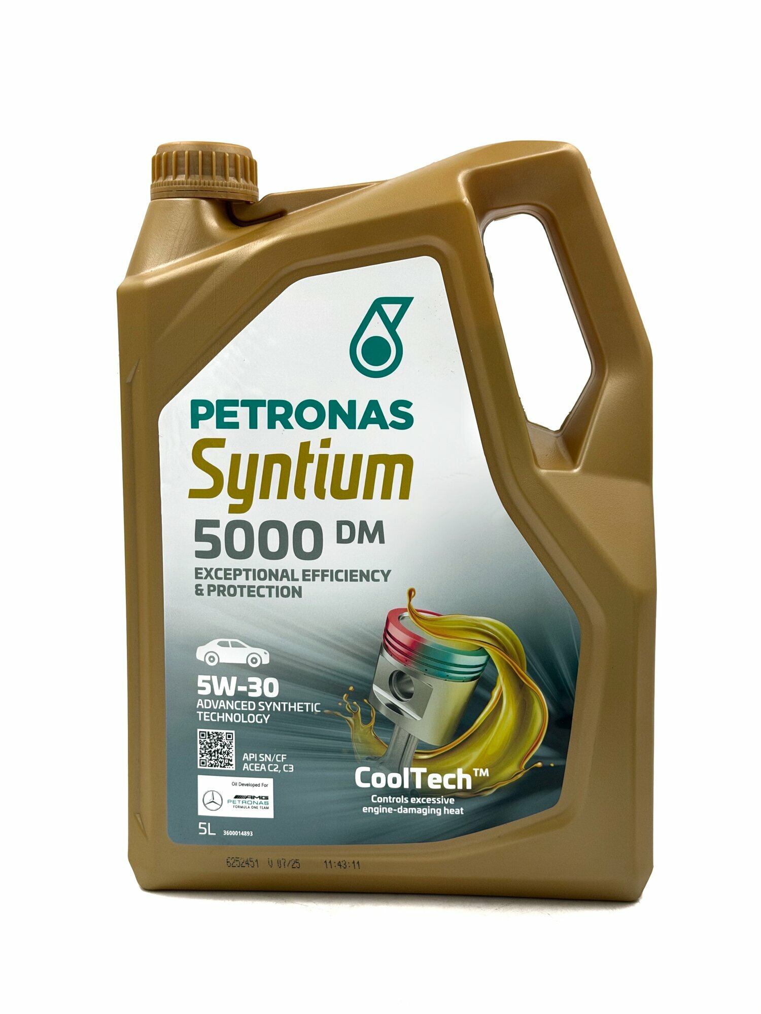 Масло моторное Petronas Syntium 5000 DM 5w-30, 5 литров, синтетическое