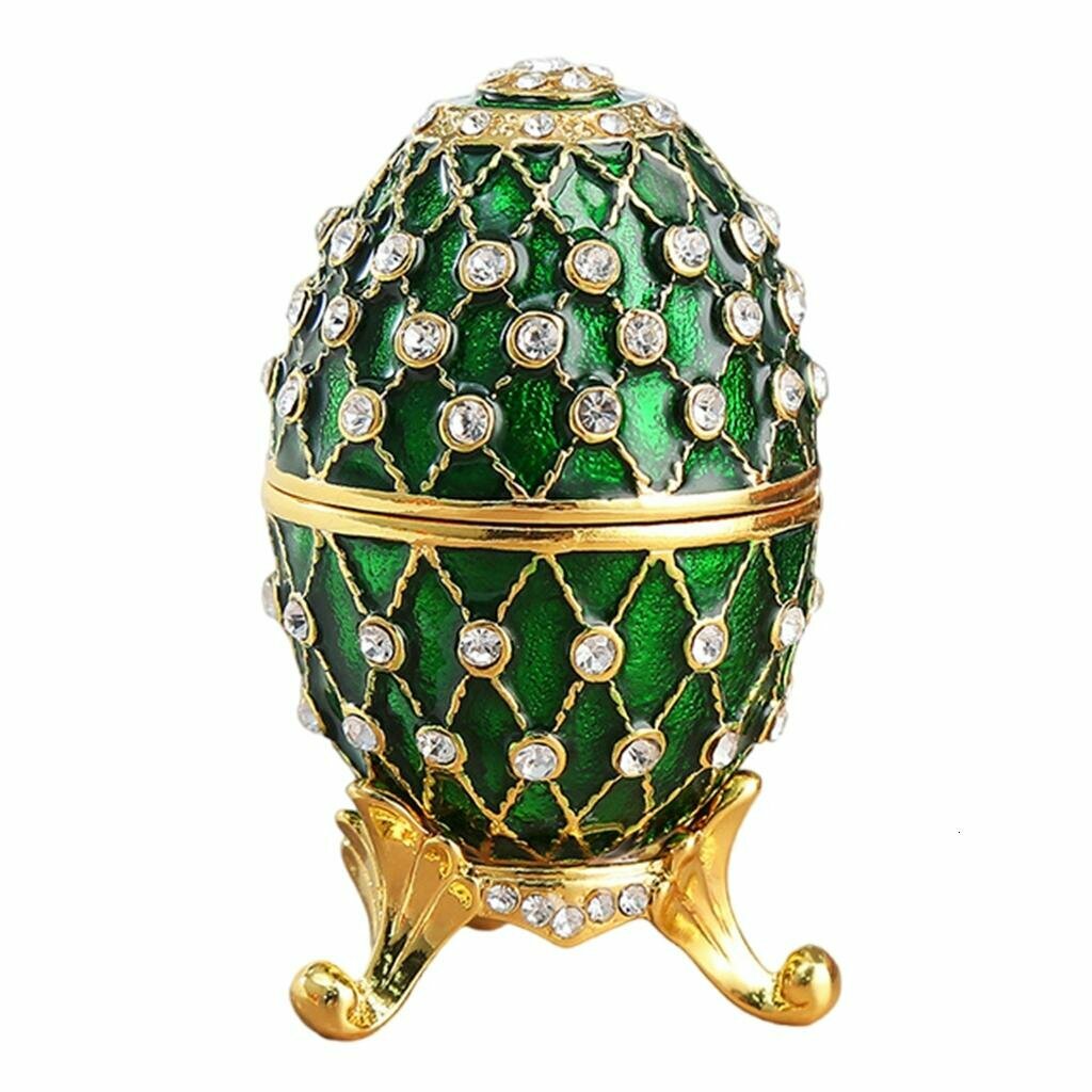Хрустальный эмалевый ящик в форме пасхального яйца, Зеленый