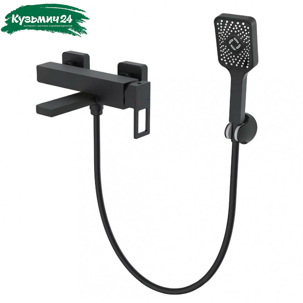 Смеситель для ванны Econoce EC0813BL картридж D35-A, с душевым гарнитуром, однорычажный, цинк, цвет черный, 1 шт