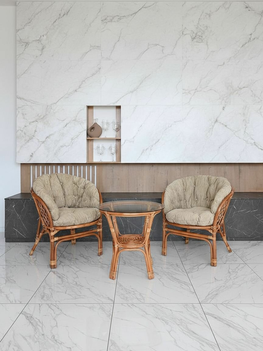 Комплект плетёной мебели с мягкими подушками