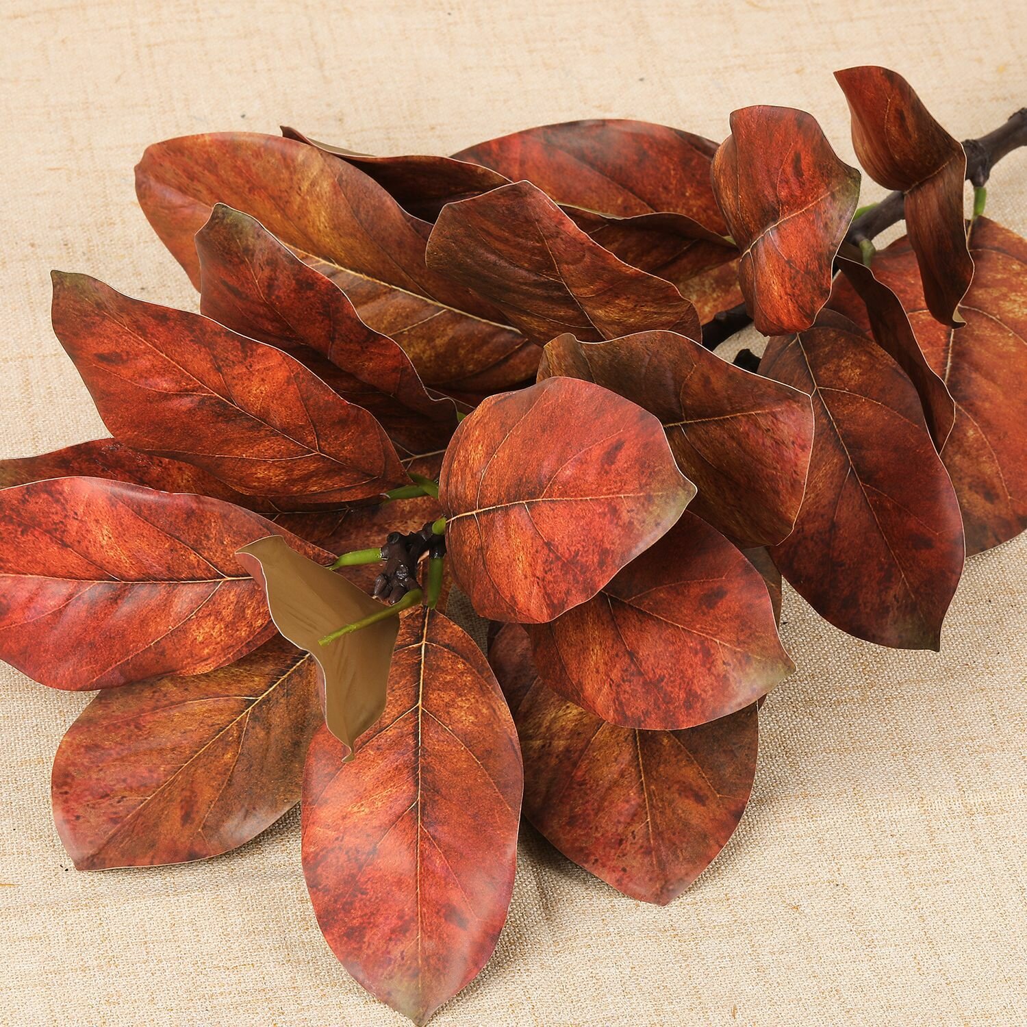 Искусственные листья магнолии, осенние белые листья цветка в чаше, декоративные листья дерева, искусственные растения, зеленые растения для домашнего декора