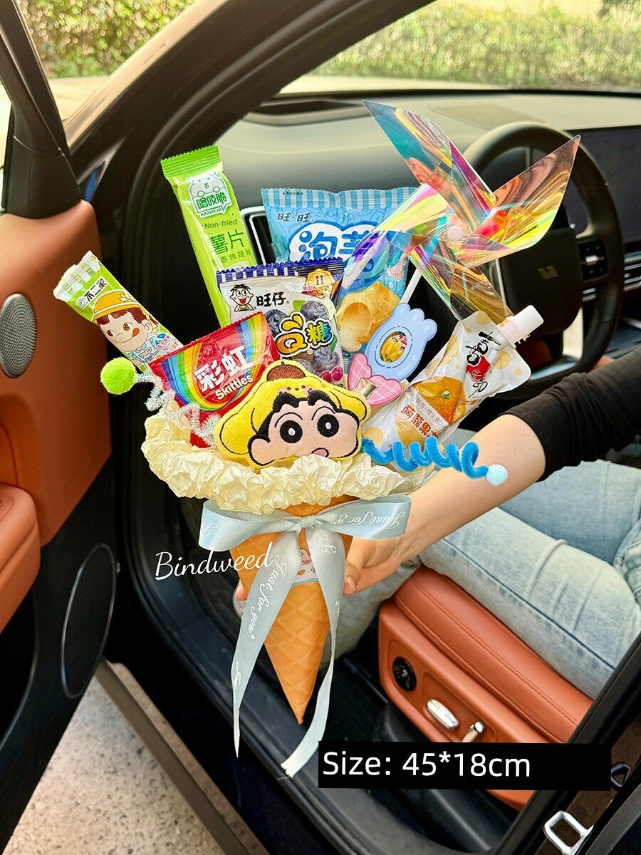 Подарочный букет с конфетами по мотивам Красного Шин-Чана для мальчиков и девочек, день рождения, включает подарочную