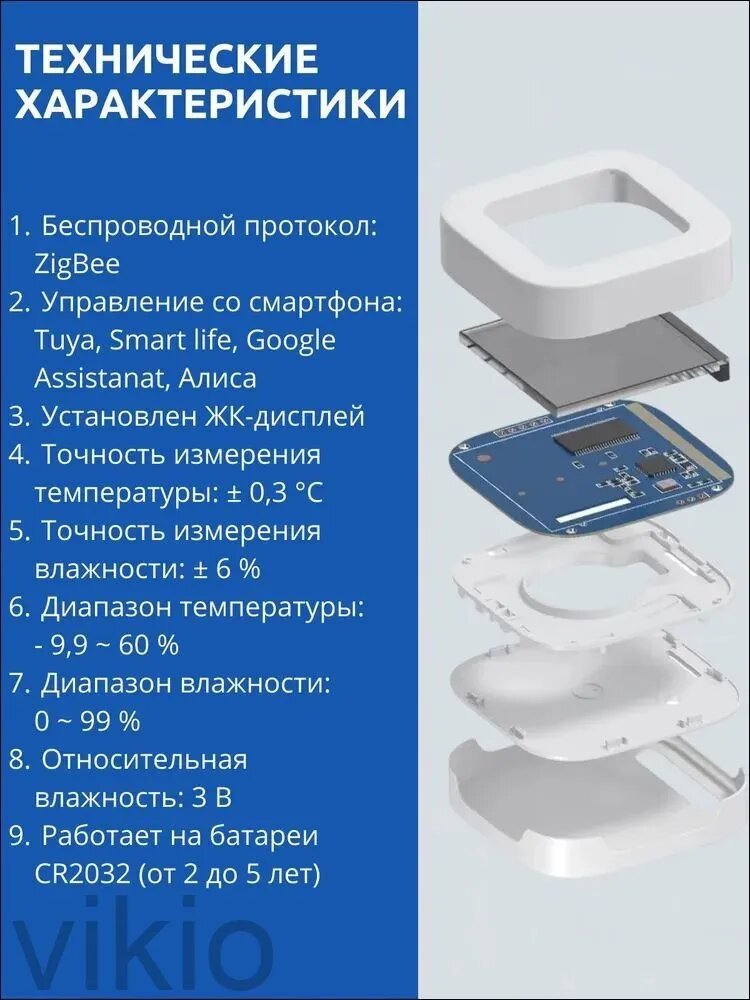 Умная метеостанция с дисплеем для контроля микроклимата Датчик температуры и влажности ZigBee Синхронизация с умным домом