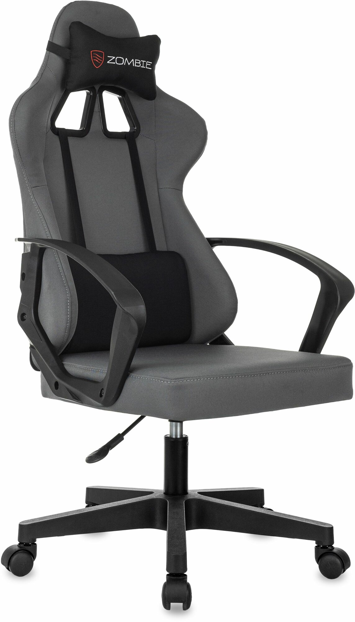 Кресло игровое Zombie 1 серый/черный крестов. пластик