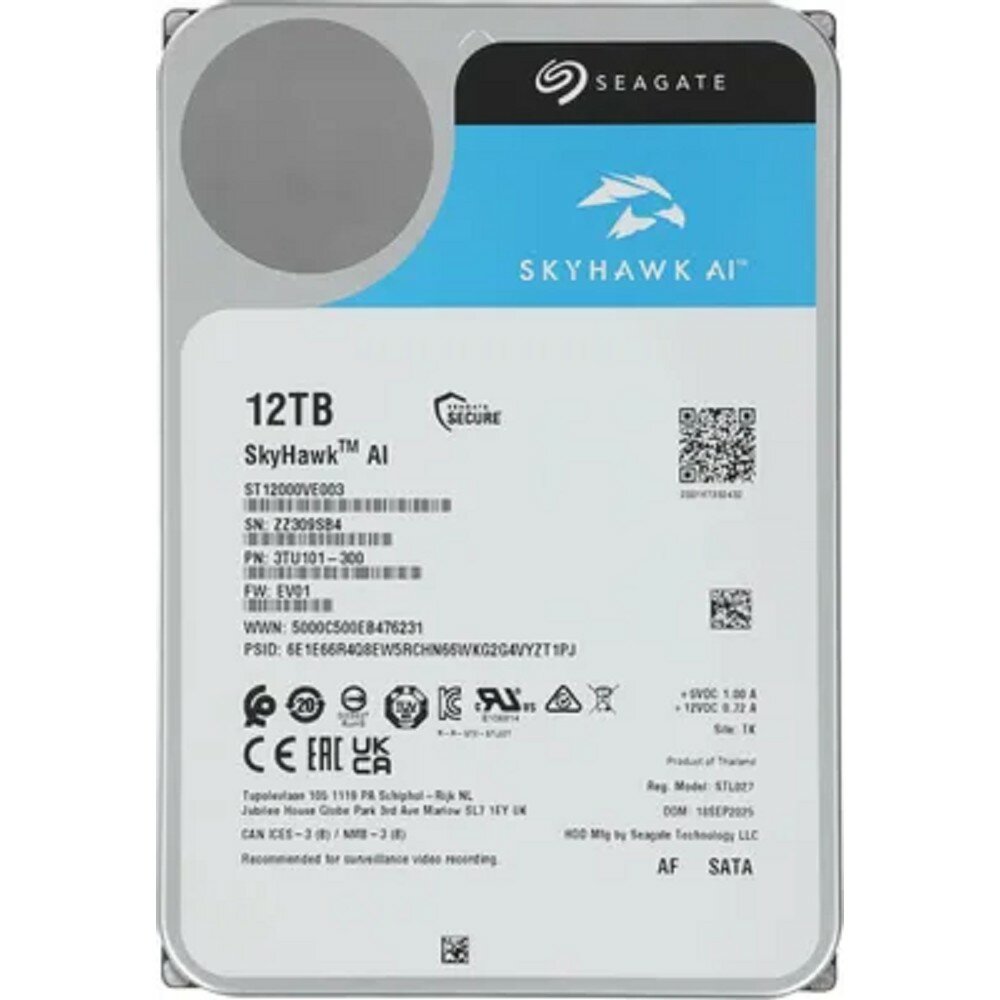 Seagate Жесткий диск 12TB SkyHawkAl ST12000VE003