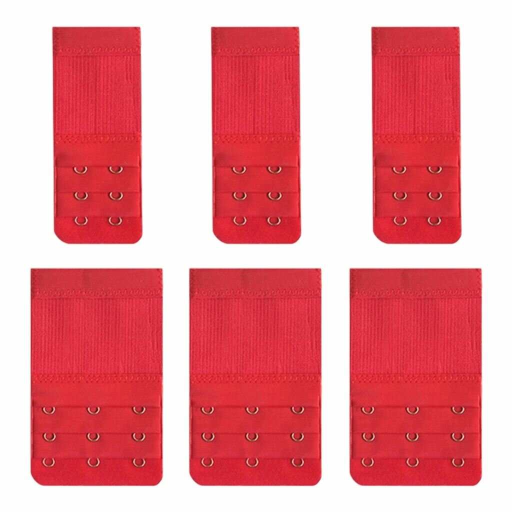 Эластичная пряжка для удлинения бюстгальтера 6 штук-красный-3 маленьких 2 ряда, 3 маленьких 3 ряда