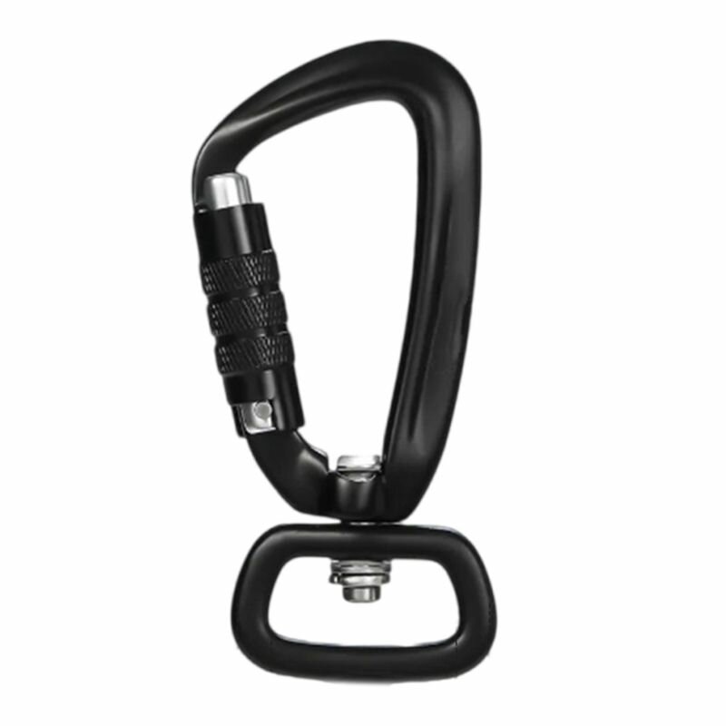 Наружный карабин с вращающимся кольцевым пружинным крючком 25 мм, автоматическая фиксирующая пряжка-черный