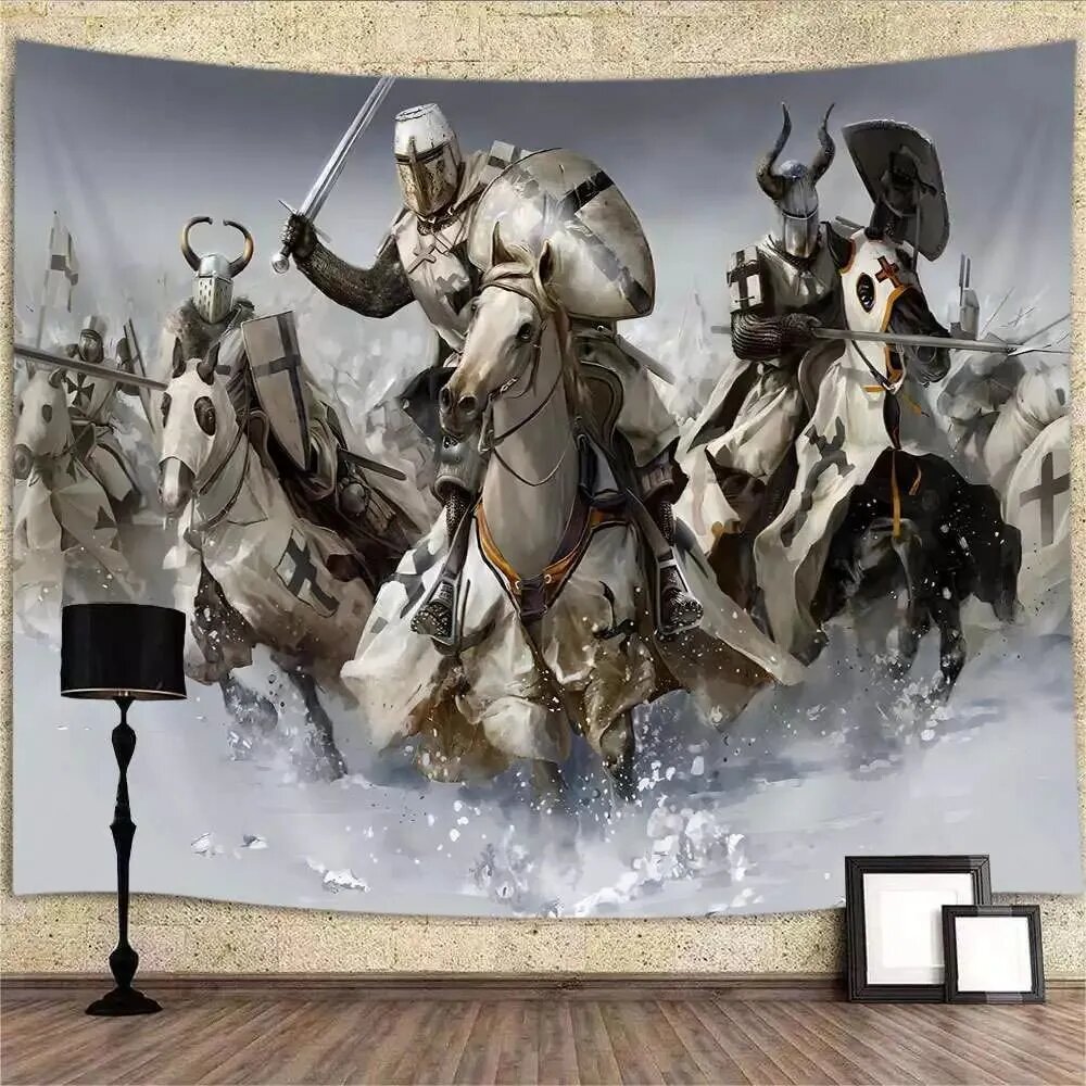 TATB Гобелен "аниме фон с постером средневекового рыцаря", 150х100 см, 11x11