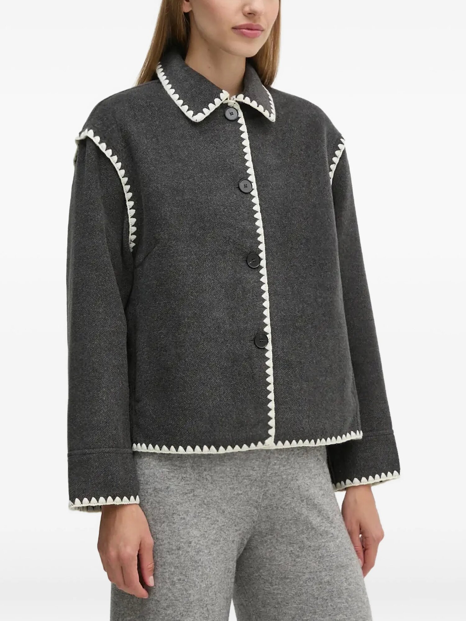 Куртка Contrast-trim button jacket