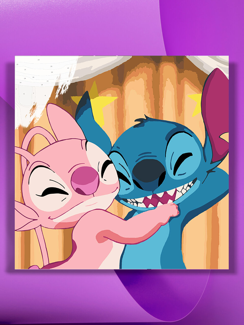 Картина по номерам на холсте Стич и Энджел обнимаются, 40 х 40 см