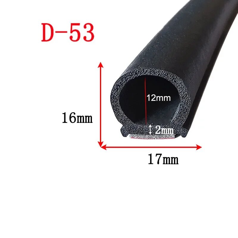 Самостоятельная уплотнительная лента D-образная черная 1/3/5 м D-53, 3 meter