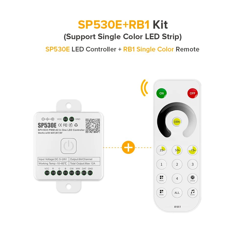 RGB-контроллер FCOB SP530E Wi-Fi Bluetooth RB1 Kit Single Color