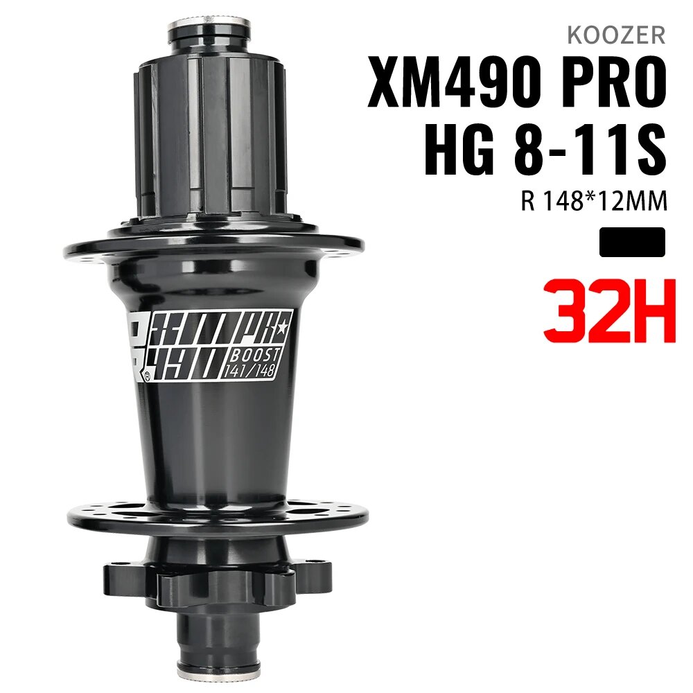 KOOZER XM490 PRO, черная втулка для горного велосипеда 32H, HG 8-11S, 148x12mm