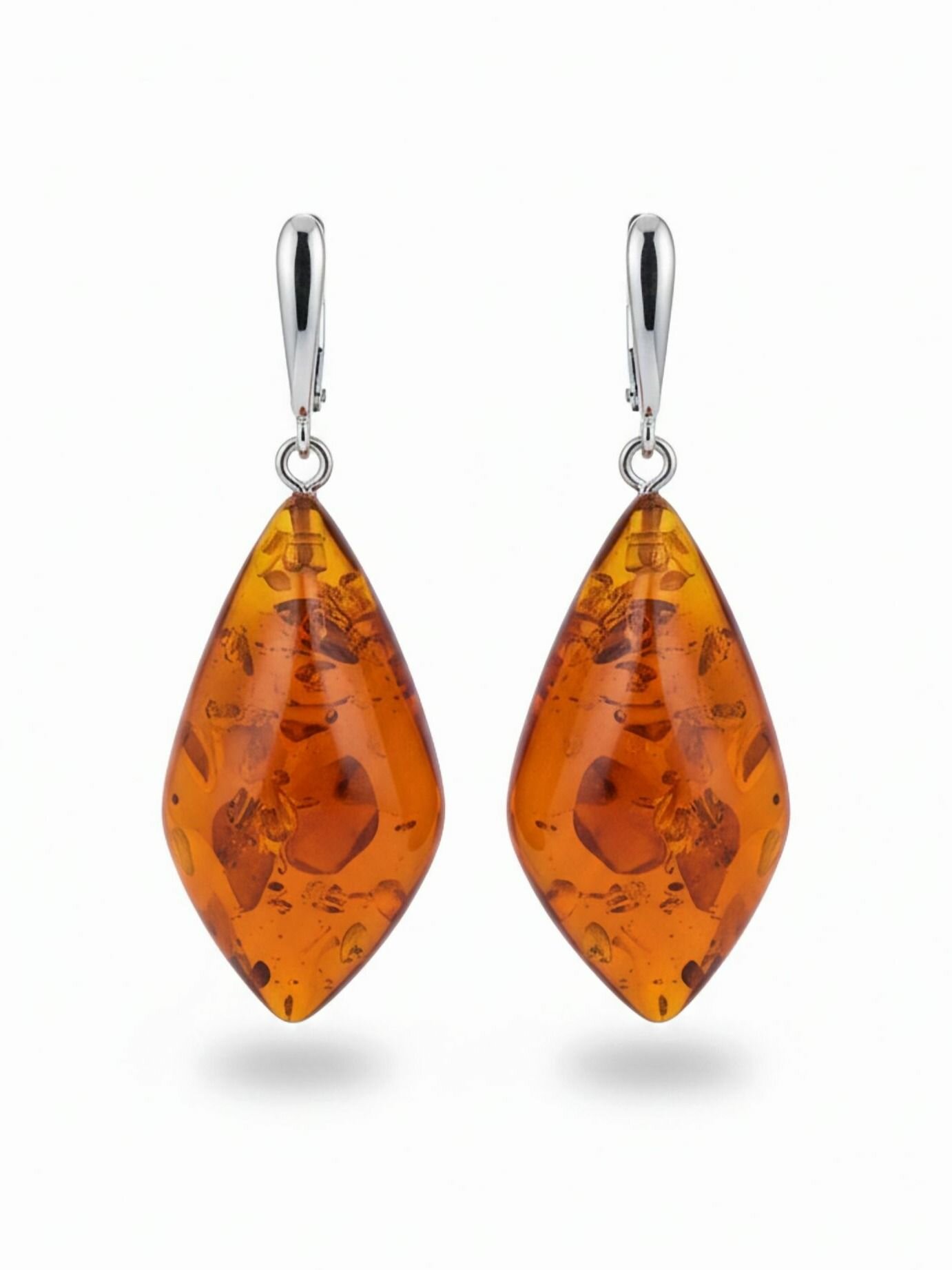 Серьги с подвесками, янтарь прессованный