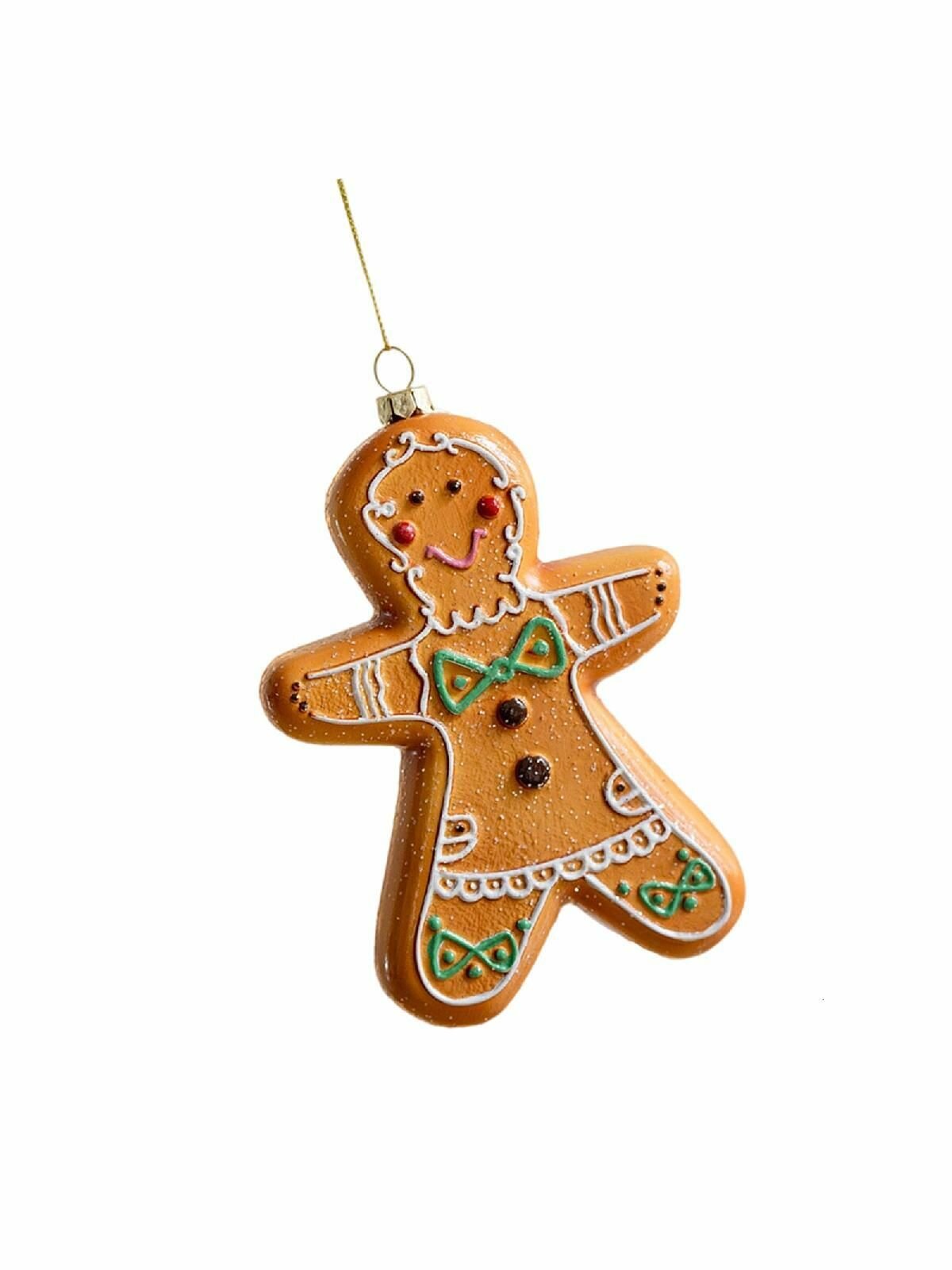 Набор елочных украшений, Пряничный Цветной Бисквитный Кулон "Старичок"-Gingerbread Man
