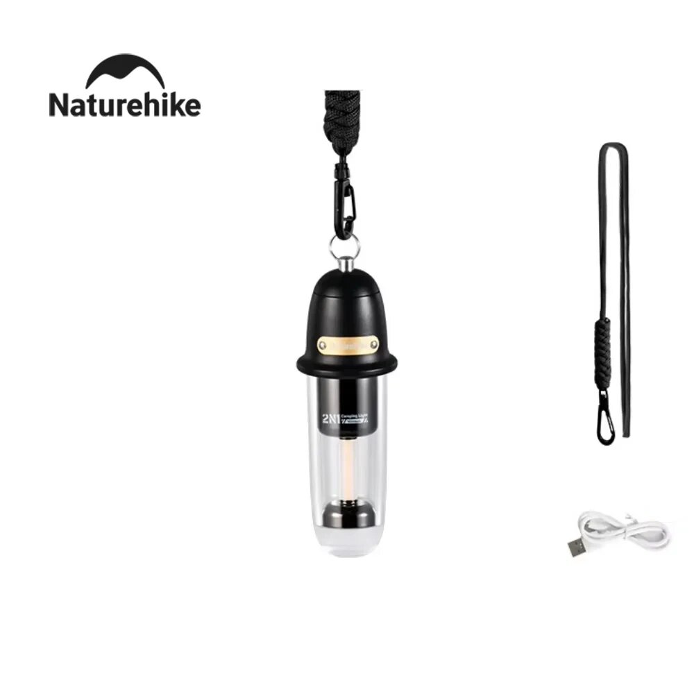 Naturehike кемпинговый фонарь 2-в-1, черный