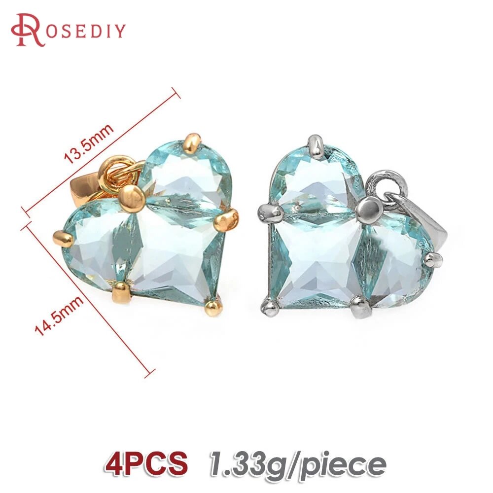 Подвески сердце, 18K золото, 14.5x13.5мм, 4шт
