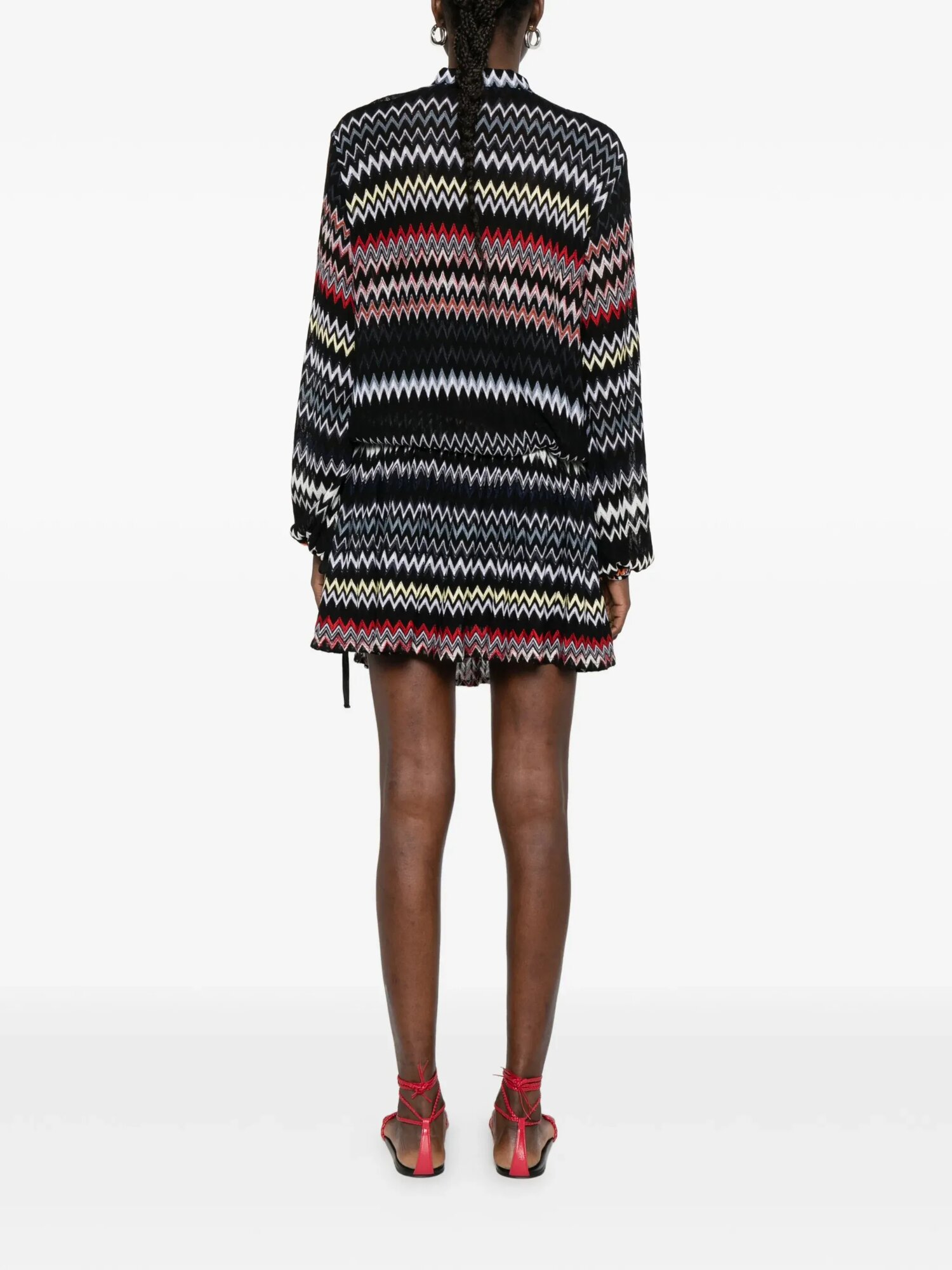 Платье Missoni Chevron-pattern mini dress, размер 40, black/black — фото 1