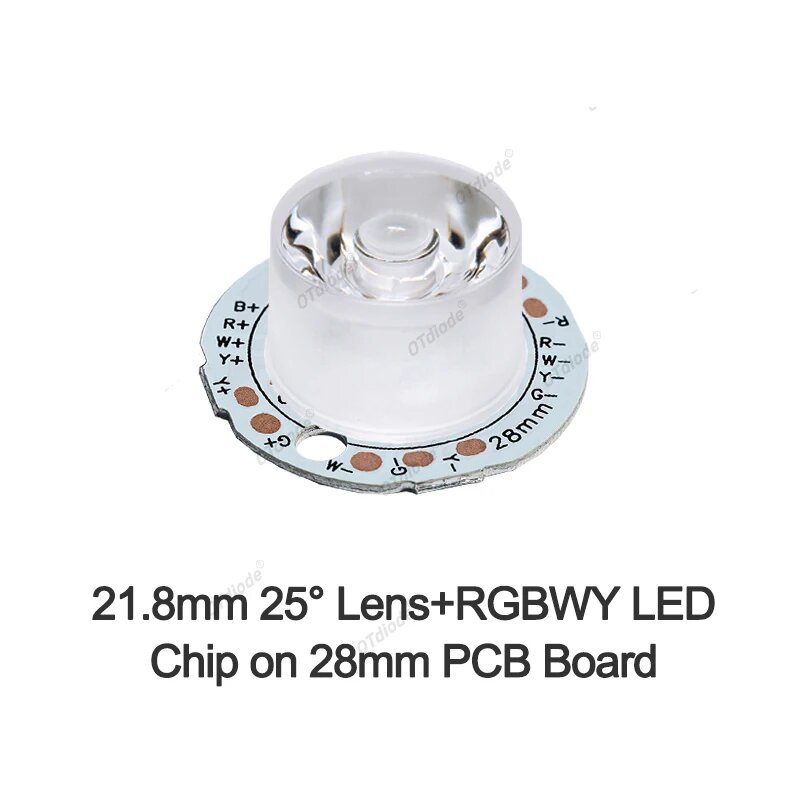 RGBWY LED 21.8mm 25° Lens Chip on 28mm PCB