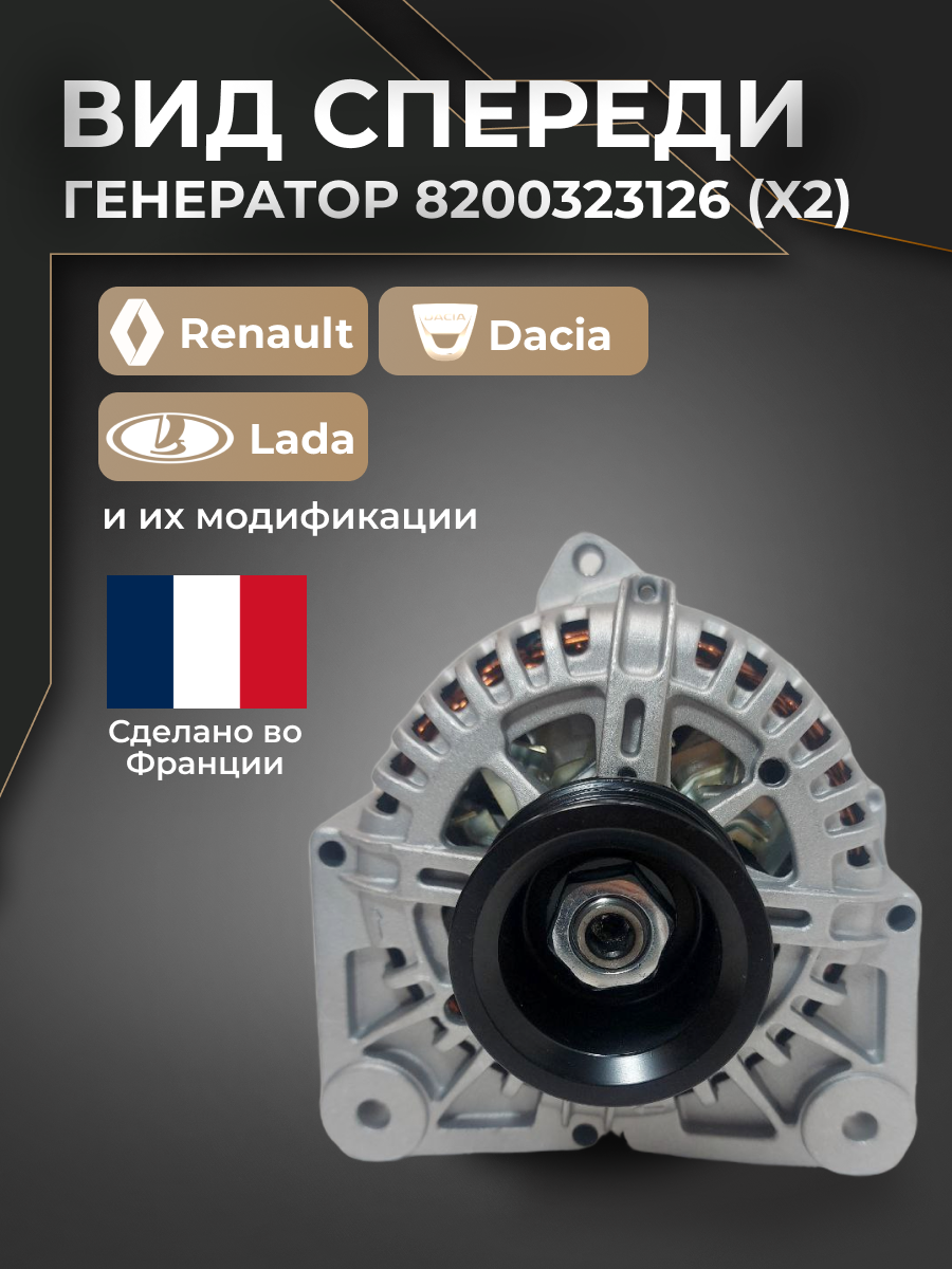 Генератор для Lada, Renault, Dacia, 8200323126 X2 металл, серый — фото 1