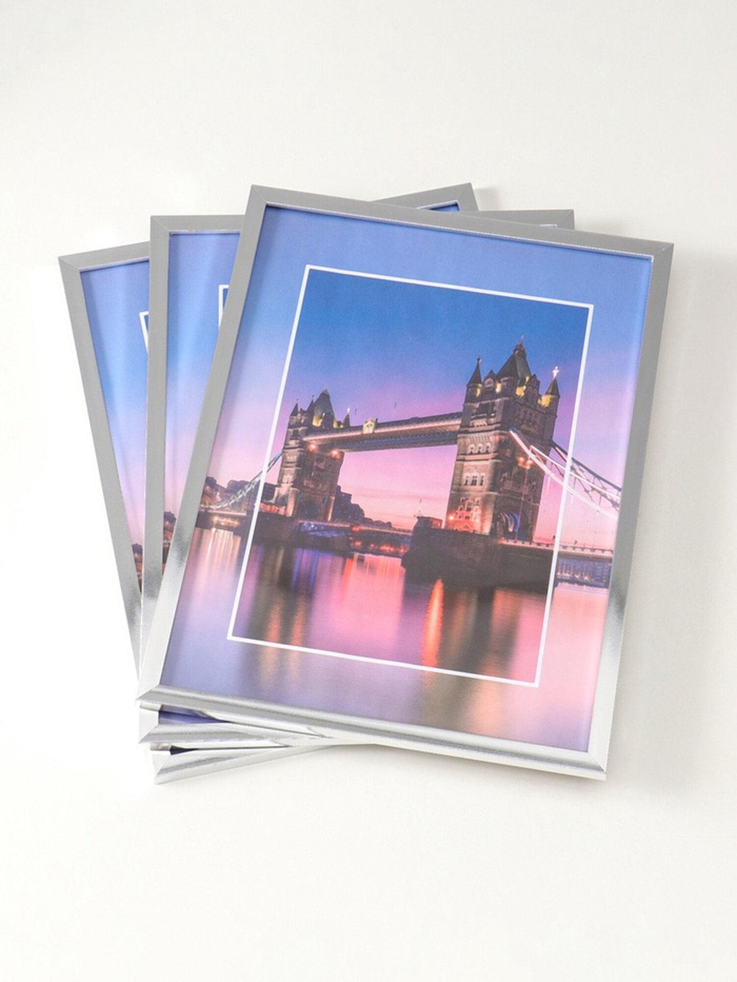 Набор фоторамок для фото 30×40 см Lumo, 3 шт, (пластиковый экран), серебро