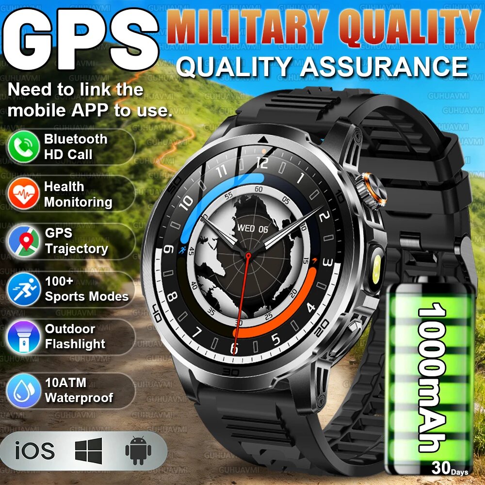 Мужские смарт-часы SmartWatch 2026, Black, 1.85" AMOLED