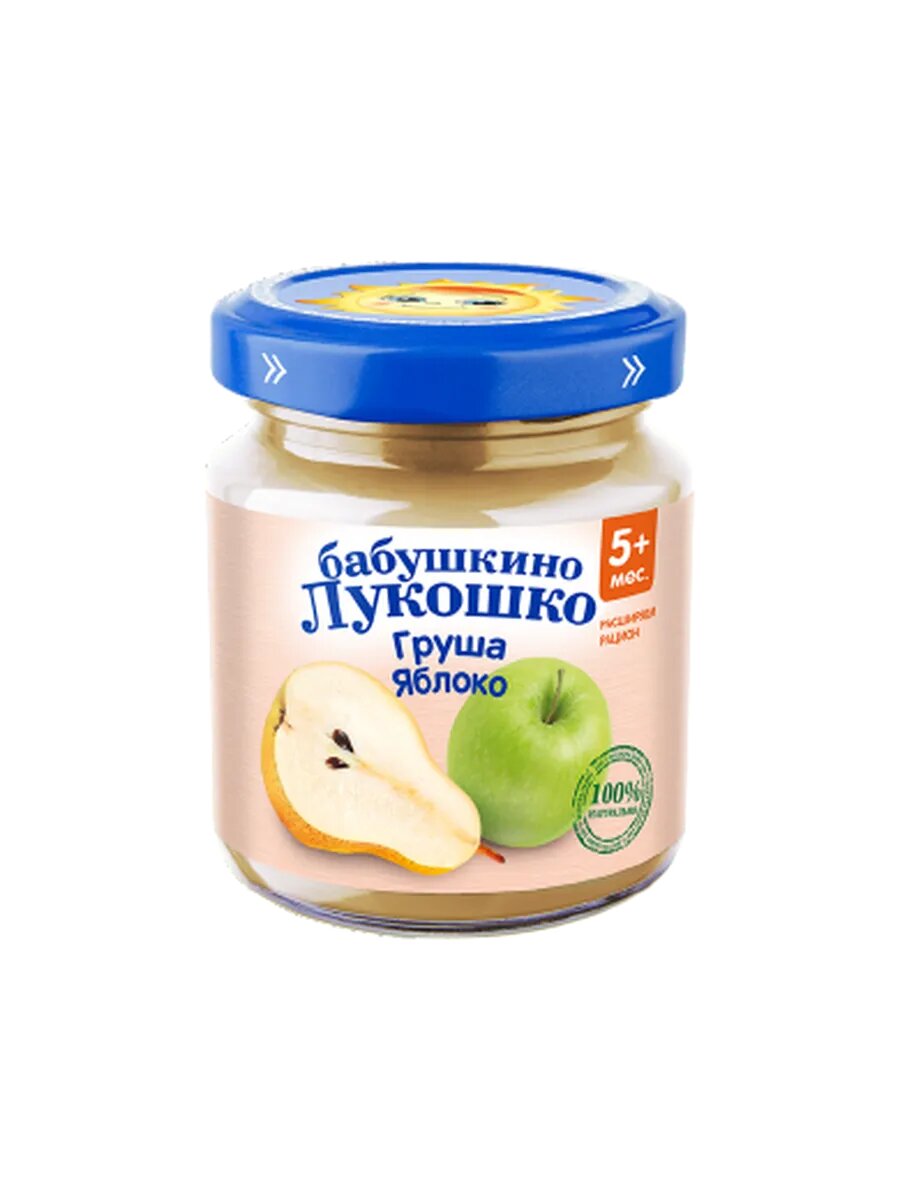 Бабушкино Лукошко Пюре груша/яблоко 100г