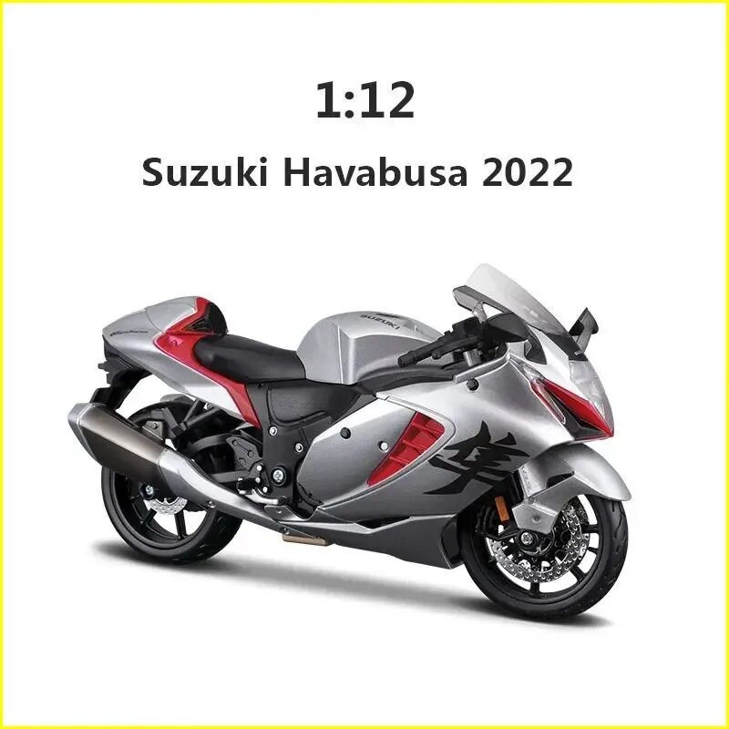 Игрушечный мотоцикл Suzuki Hayabusa 2022 1:12 Светло-серый для мальчика