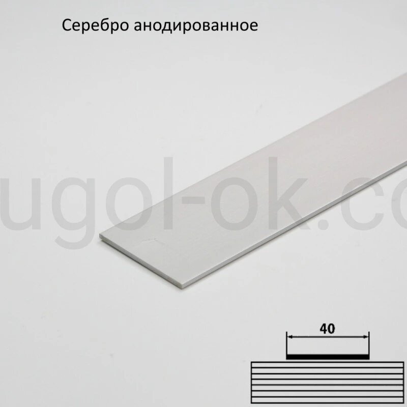 Алюминиевая полоса декоративная 40*2 анод. бесцветная 3м Донской алюминий