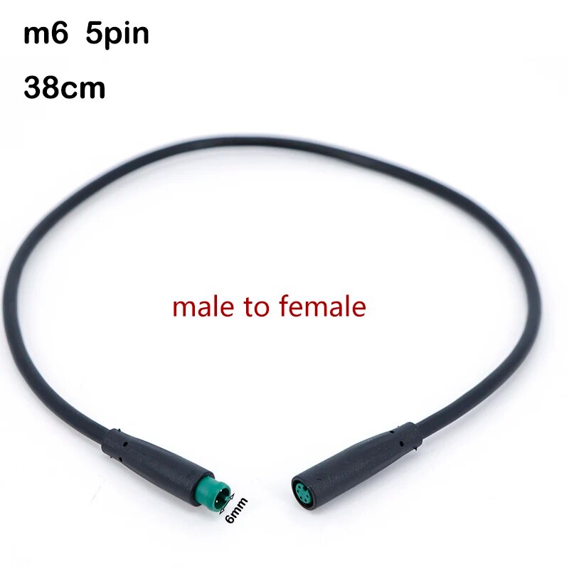 M6 5pin кабель 38см, male to female