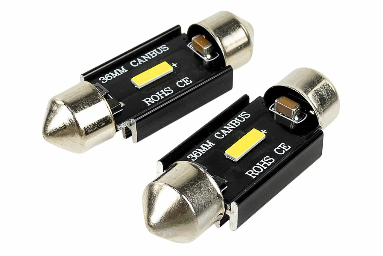 Светодиодные лампы подсветки SEM-ALI C5W 36мм (2.7w) с обманкой для ВАЗ 2101-2115, Лада Гранта, Калина, Приора, 4х4 (Нива), Шевроле Нива, Датсун
