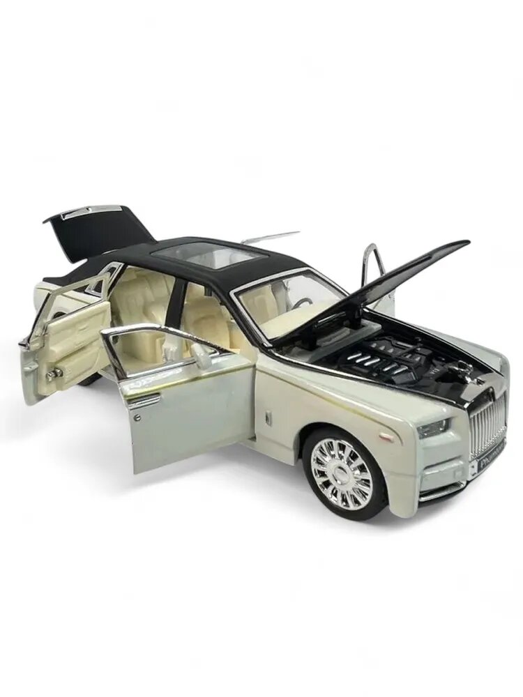 Игрушечная машинка Rolls-Royce Phantom 1:32 - белая, инерционный механизм, двери открываются — фото 1