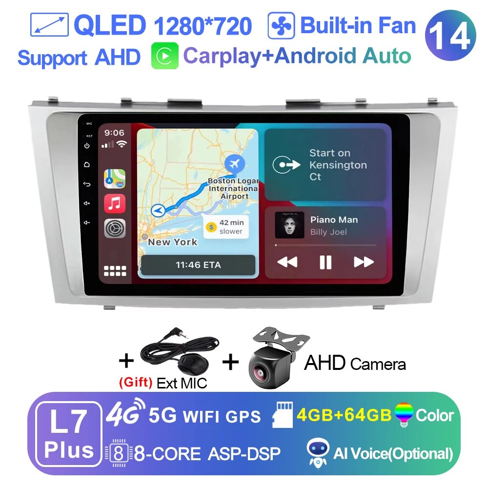 LEHX L6 Pro 8-ядерный автомобильный мультимедийный плеер Android 14 2-диновое радио для Toyota Camry 2006-2011 автораido Carplay стерео головное устройство