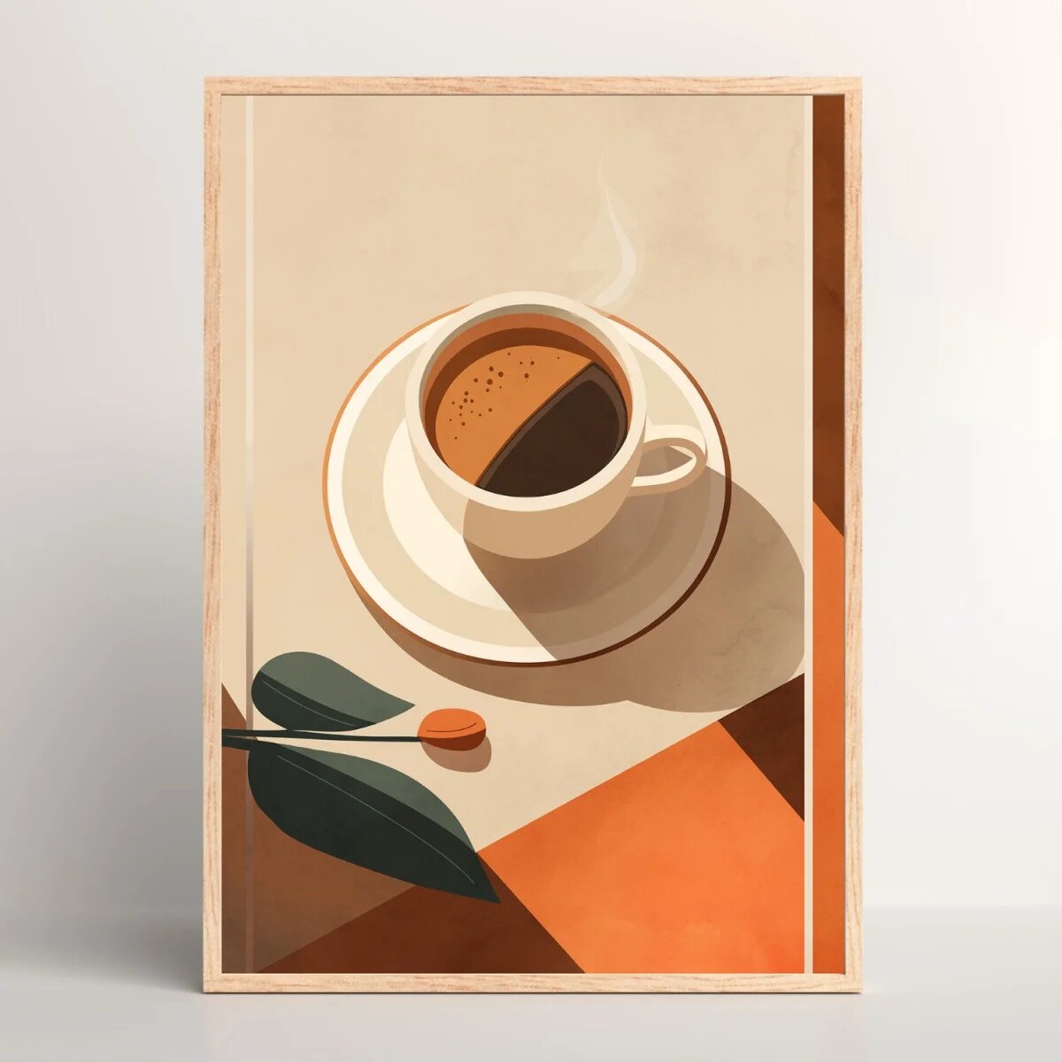 Кофейный принт на холсте 50x70см, VA599-E, коричневый