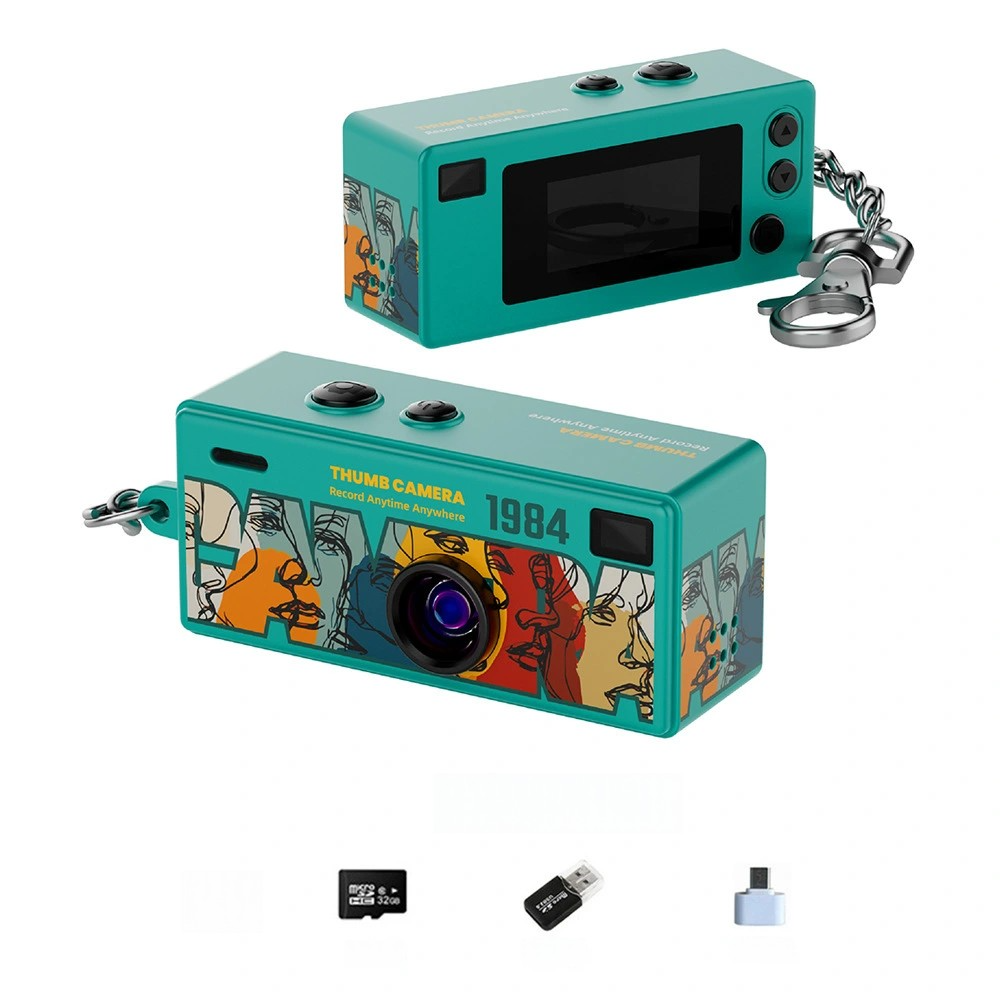 Мини-камера G6 Thumb Camera 1080P HD – Ключница-видеорегистратор с широкоугольным объективом 130°, ретро-дизайн（32GB）