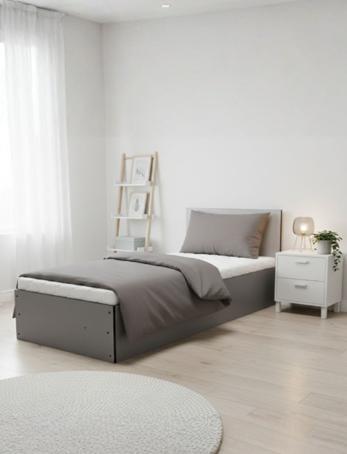 Кровать ЛДСП сп. м. 90х200 см, Серый/Графит (настил в комплекте)