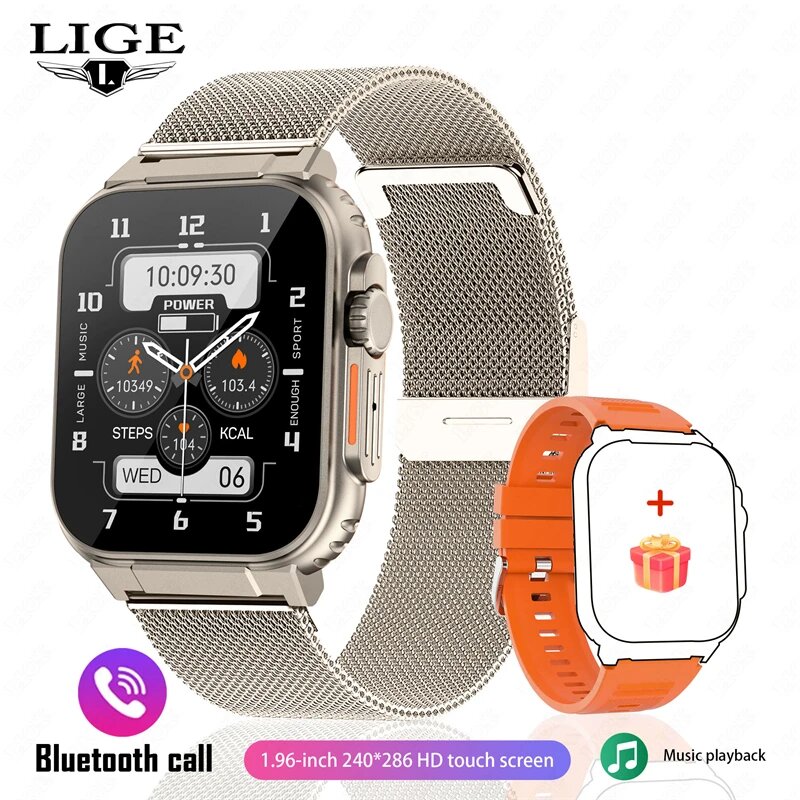 LIGE Ultra: умные часы, Mesh belt gold