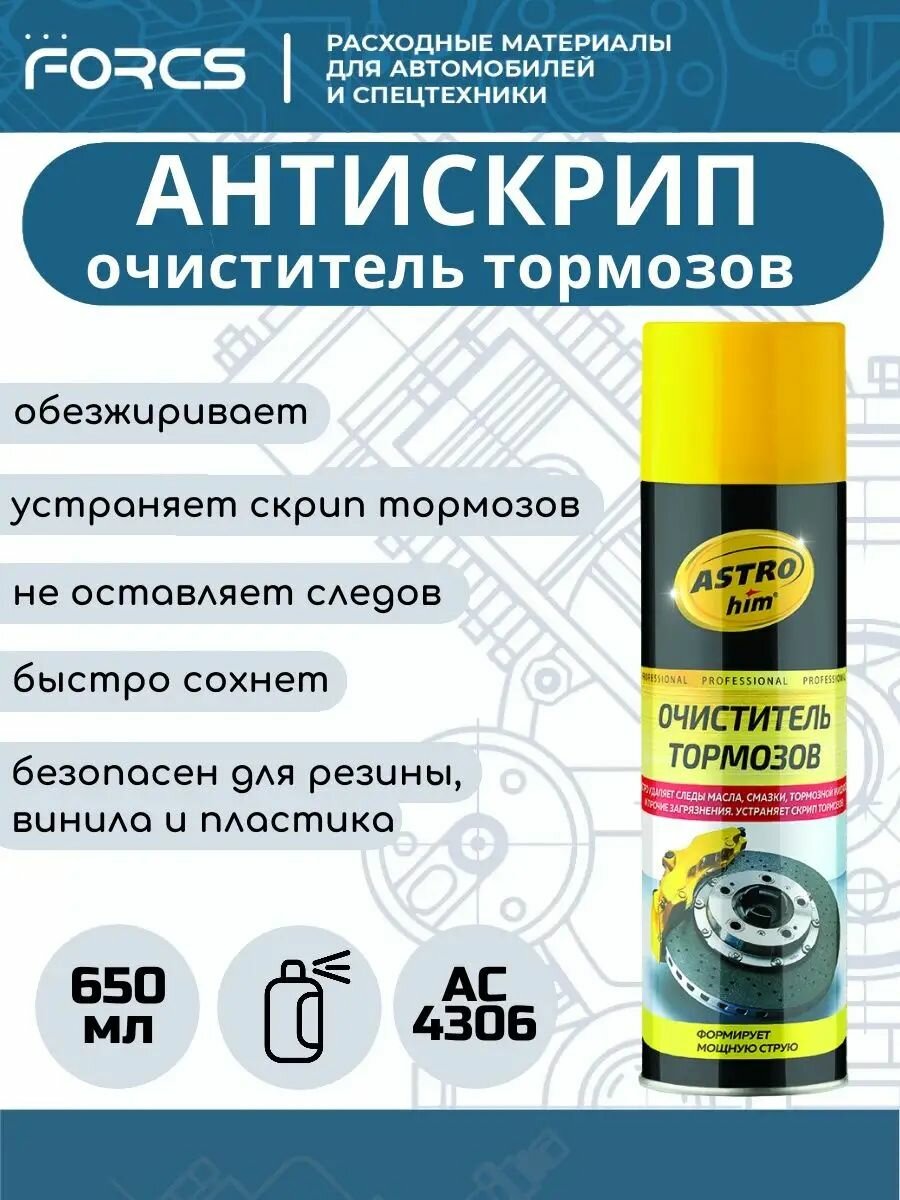 Очиститель ASTROHIM AC-4306 деталей тормозов и сцепления антискрип