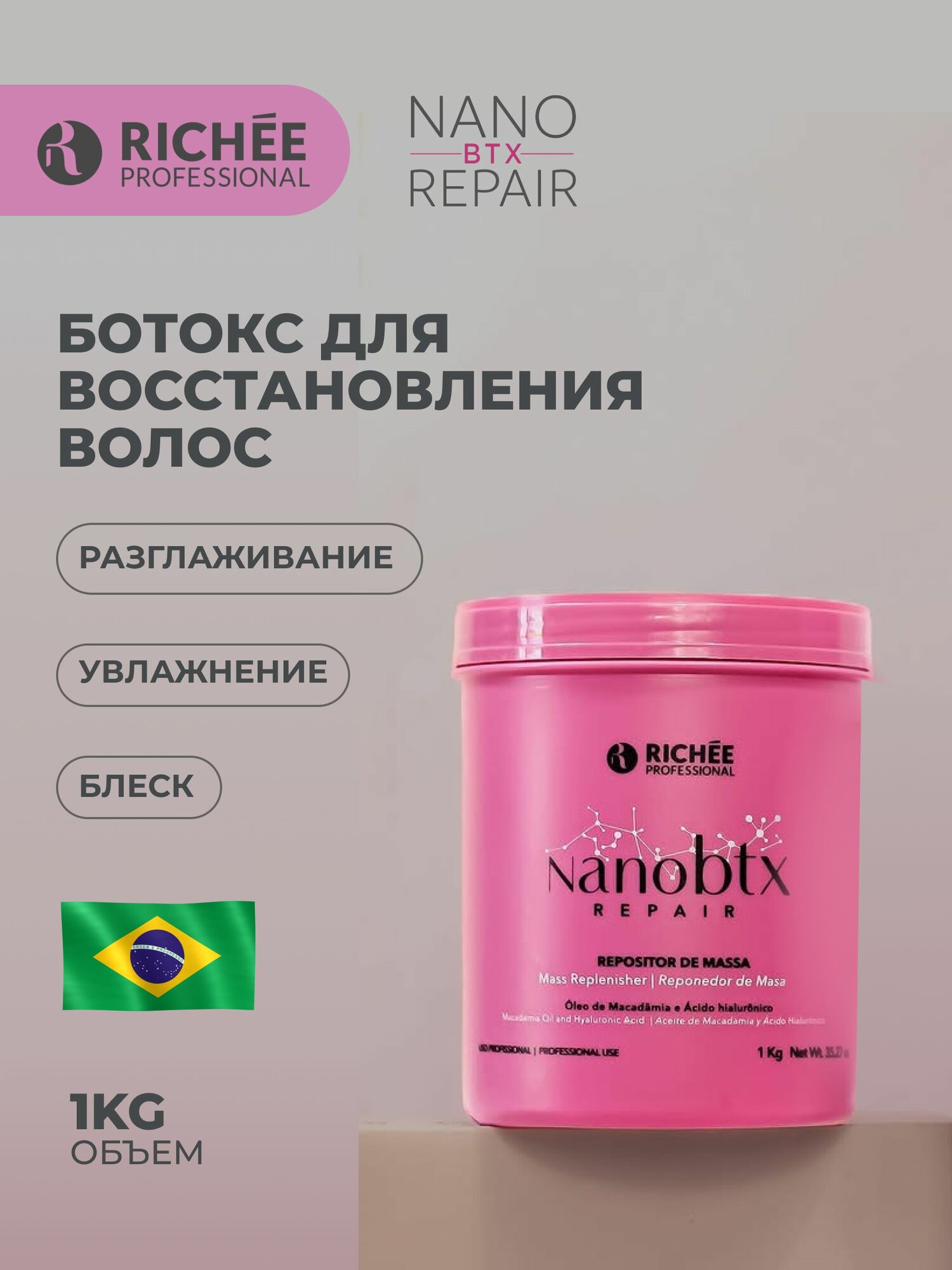 Richee Professional NanoBotox Ботокс для восстановления волос 1000гр