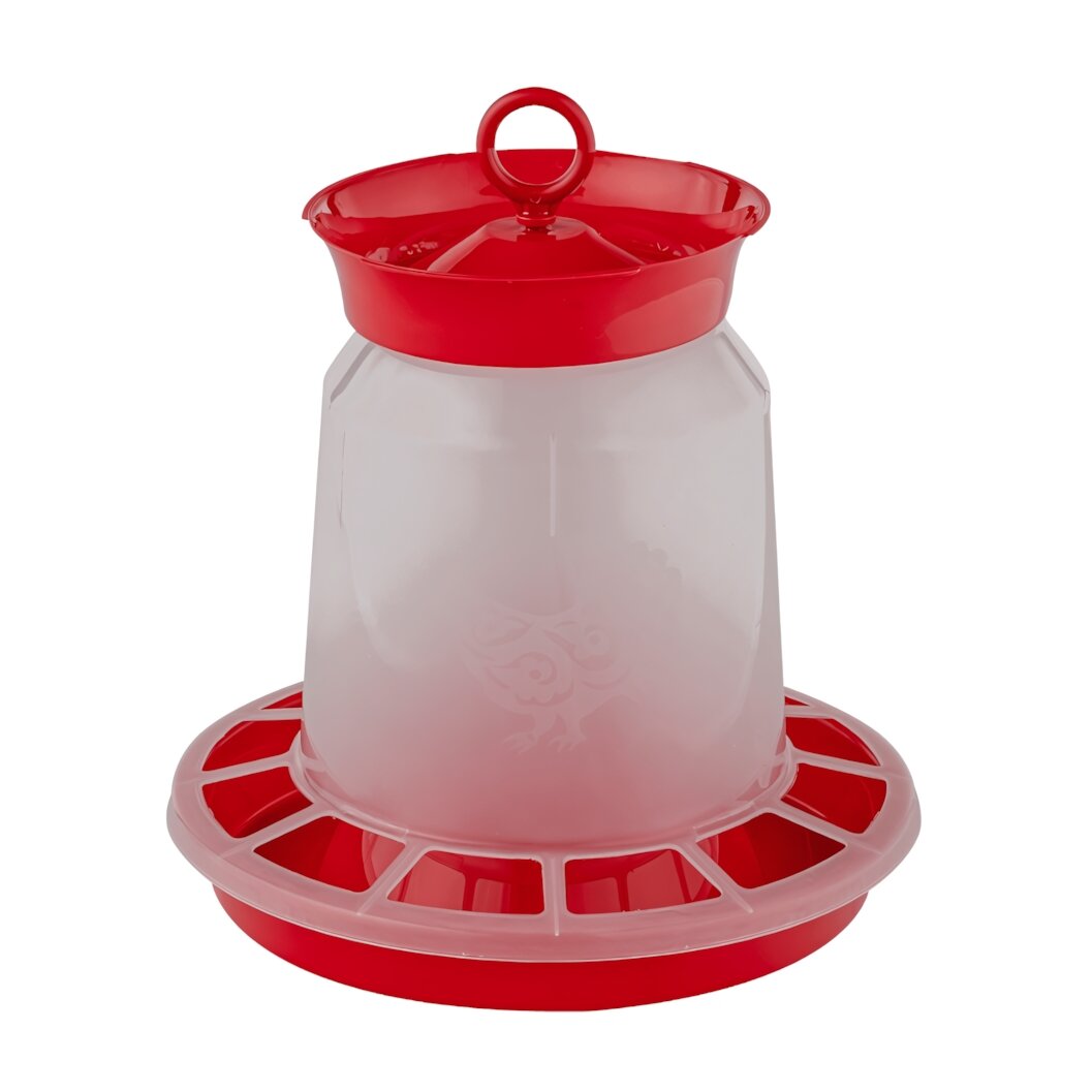 Кормушка для птиц бункерная 10 л, автоматическая, прочный пластик, красная, элластик - пласт