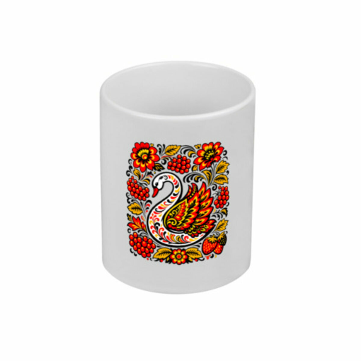 Кружка «Русская хохлома - лебедь в хохломской росписи» (белый)