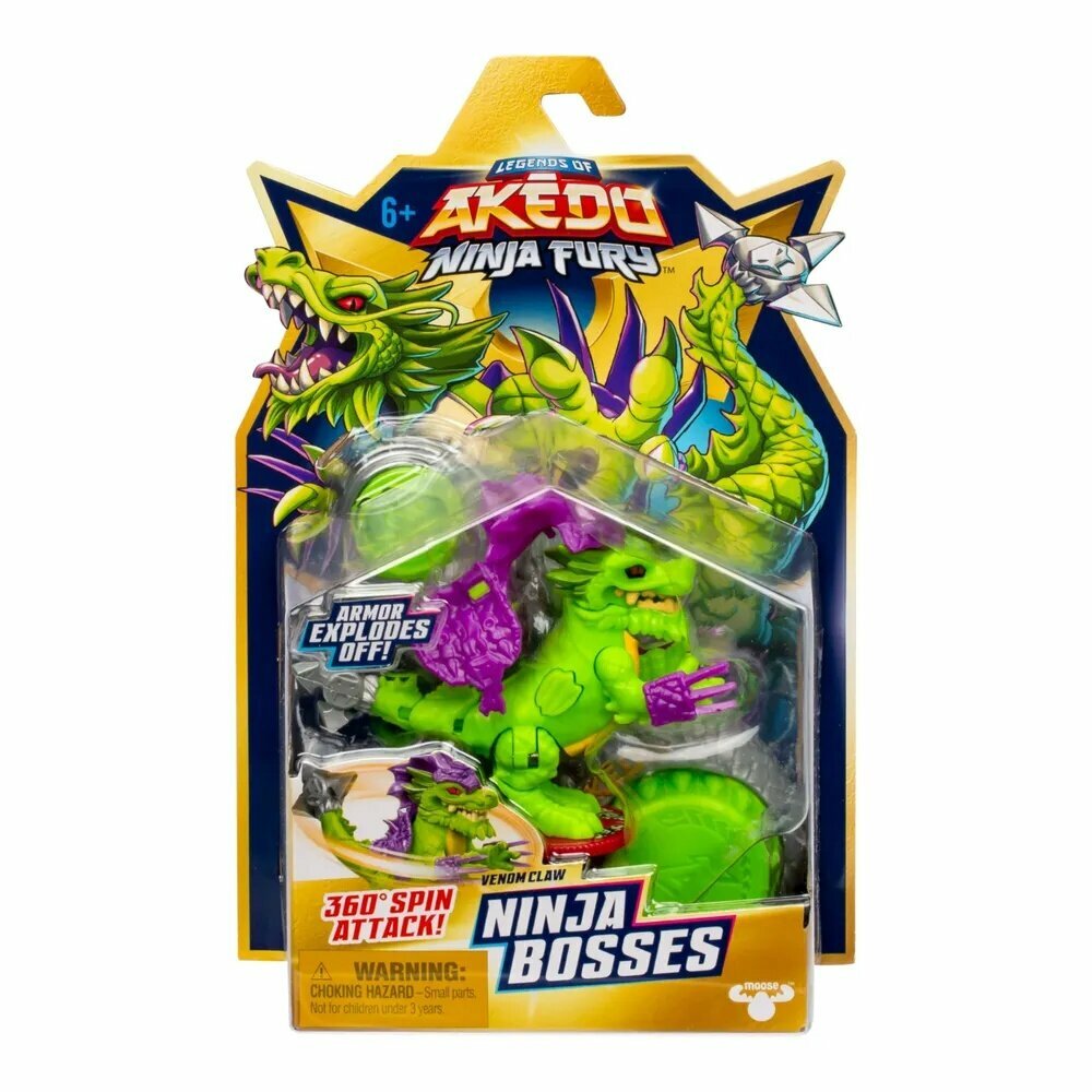 Moose Legends of Akedo Ninja Fury Venom Claw / Набор 3-дюймовых Боевых Игрушек Boss Ninja С Поворотом На 360 Градусов Для Детей От 6 Лет