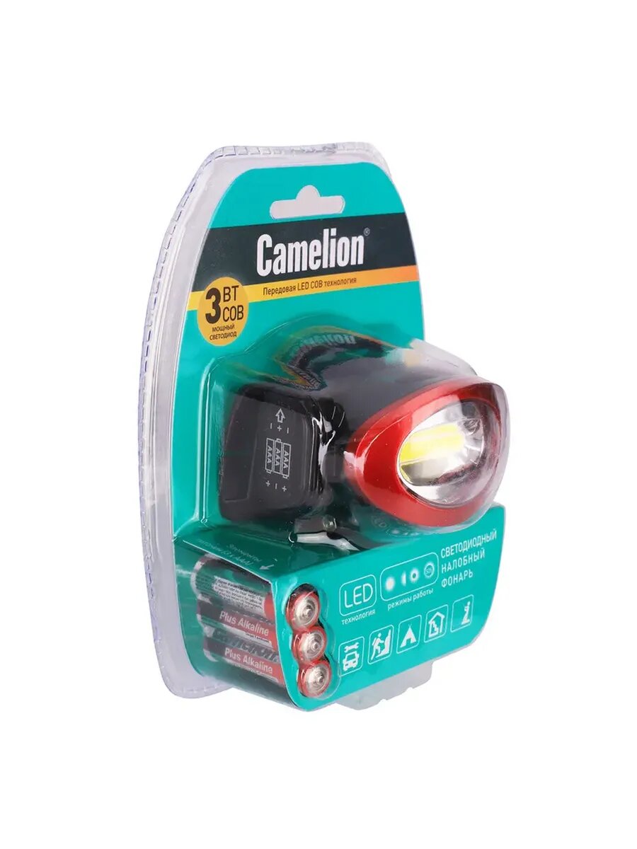 Фонарь налобн, черн, COB, 4 реж, 3XLR03 в компл, пласт, отк