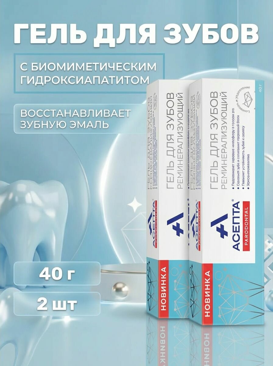 (2шт) Гель реминерализующий Восстанавливает зубную эмаль и осветляет зубы, 40 г