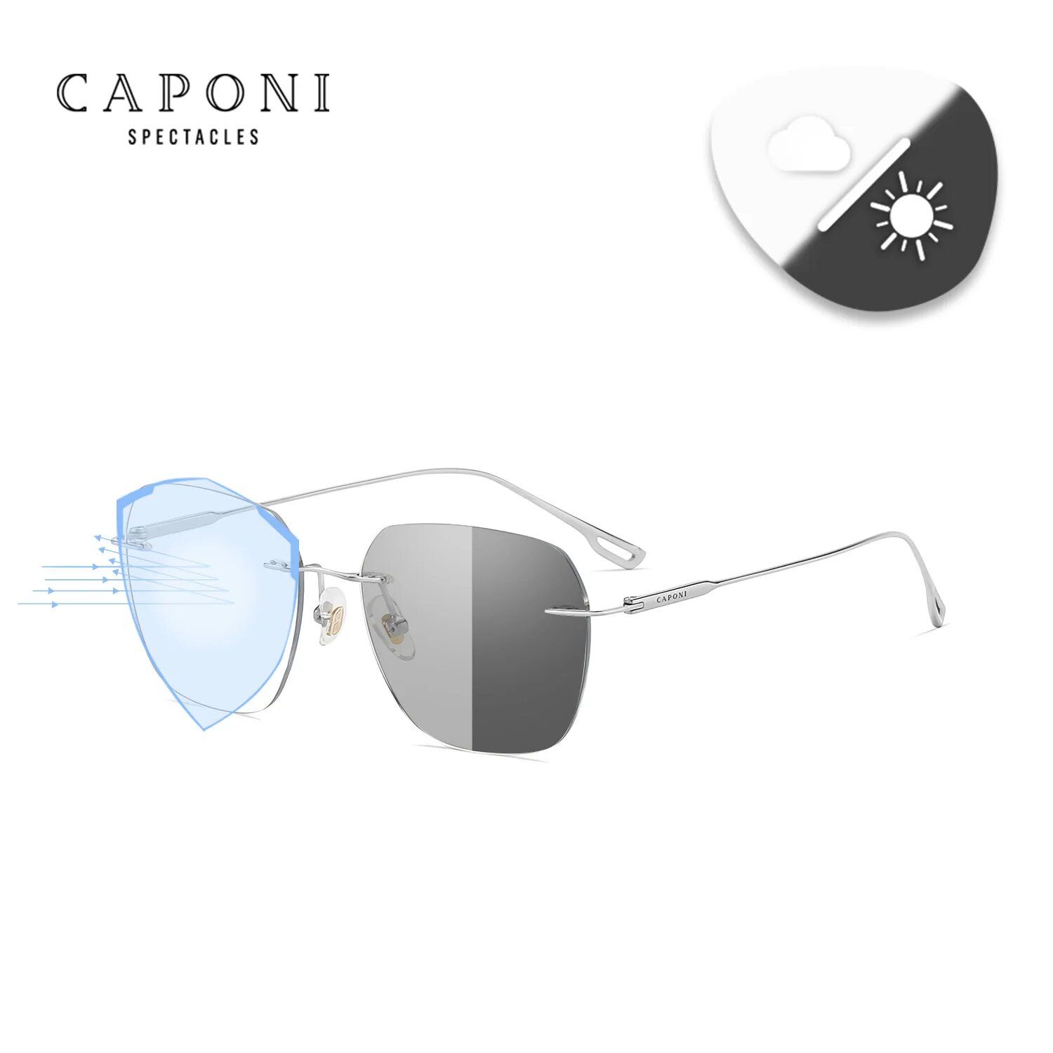 CAPONI J23074 фотохромные очки Silver