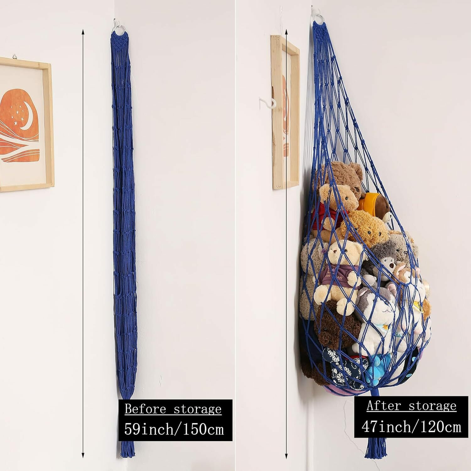 Хит продаж за рубежом: плетеная вручную подвесная сетка для игрушек, гамак для плюшевых игрушек, креативный гамак для хранения.
