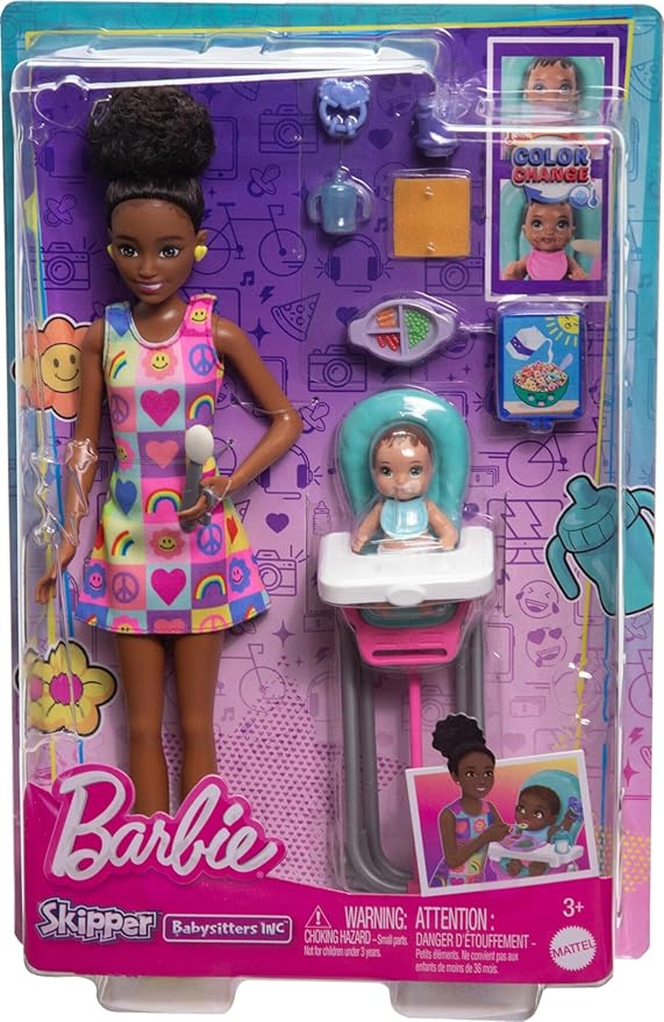 Игровой набор Mattel Barbie Skipper Babysitter - Барби Скиппер + стульчик с младенцем - Барби HTK34