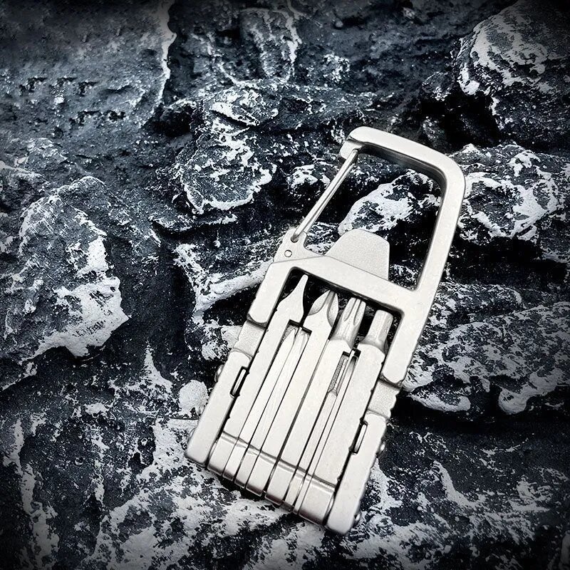 Мультитул туристический с карабином 13 в 1. Универсальный складной нож, многофункциональный, походный