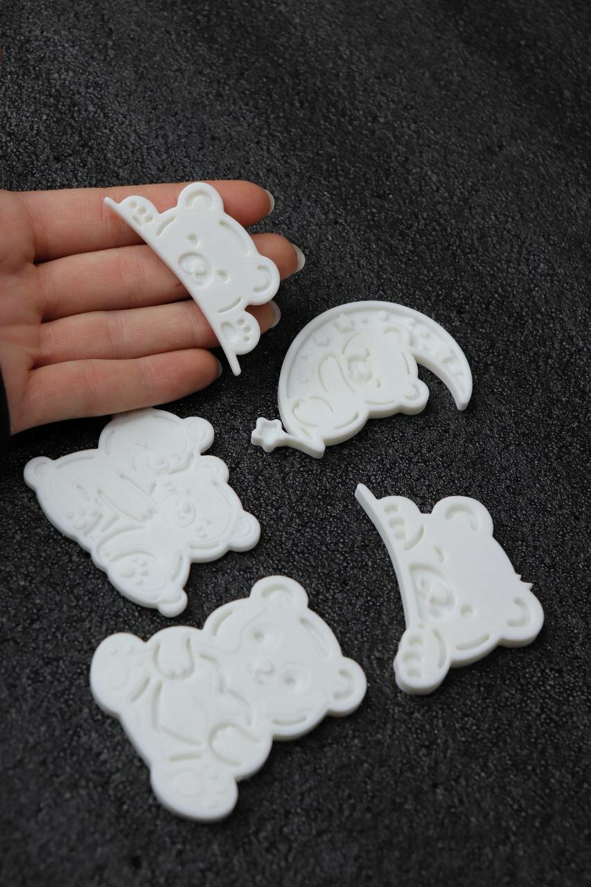 Наклейка объемная мишки 3D набор интерьерных наклеек белые