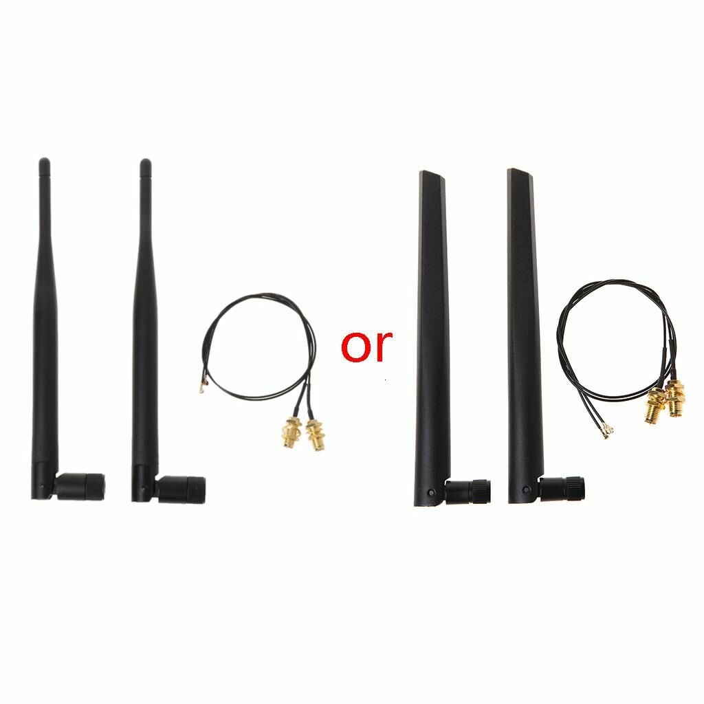 2 антенны WiFi 6dBi RP-SMA Female + 2 кабеля RP-SMA